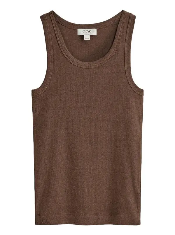 Cos Ribbed Organic Cotton Tank Top - Brown