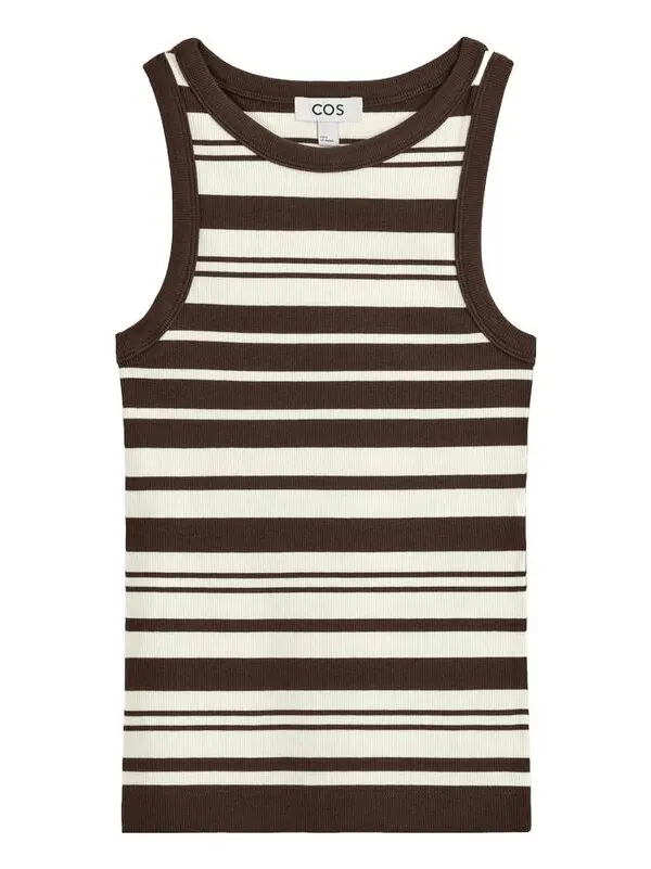 Cos Ribbed Organic Cotton Tank Top - Brown