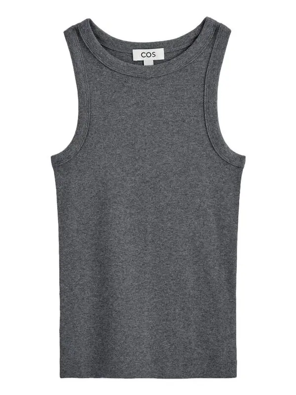 Cos Ribbed Organic Cotton Tank Top - Dark Grey