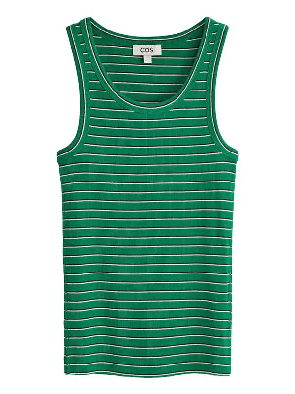 Cos Ribbed Organic Cotton Tank Top - Green