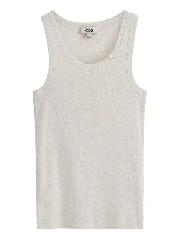 Cos Ribbed Organic Cotton Tank Top - Light Beige