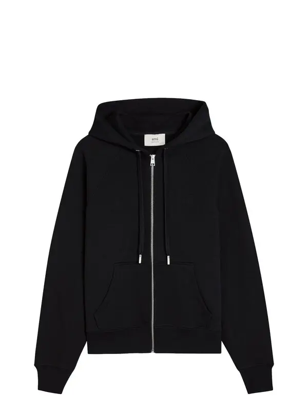 Ami Hooded Cotton Sweatshirt - Black