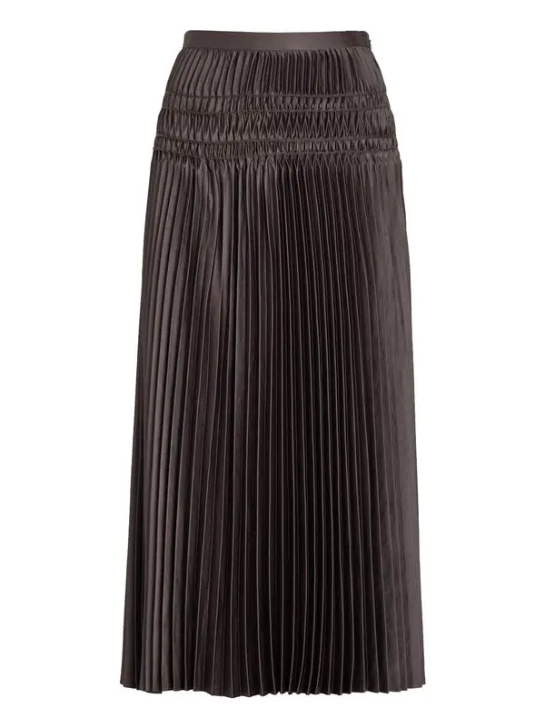 JOSEPH Hayes Plissé Satin Midi Skirt - Brown