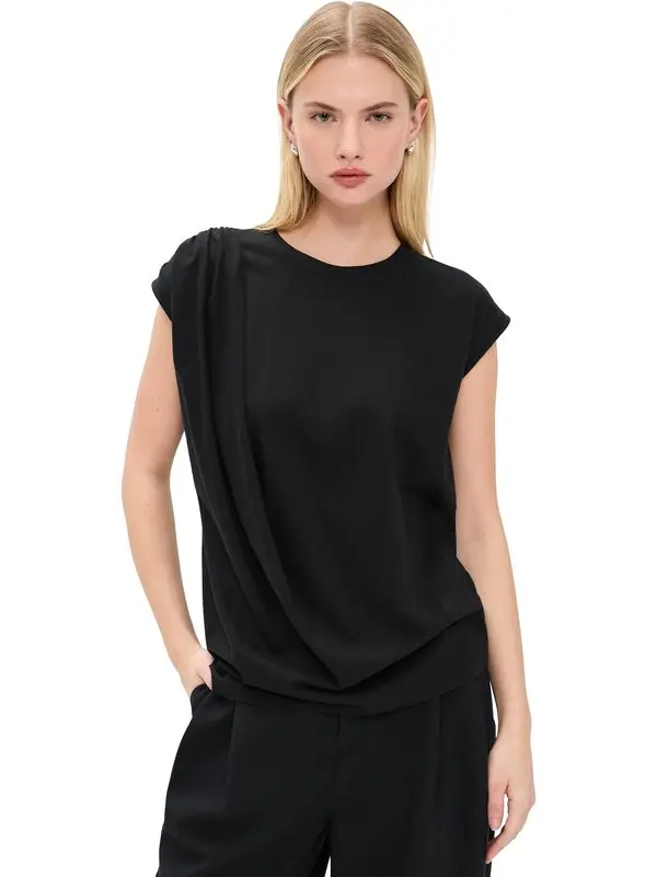Vince Relaxed Drape Top - Black