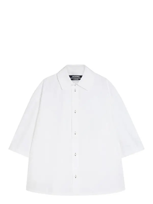 Jacquemus La Chemise Triangle Logo-embroidered Cotton-poplin Shirt - White