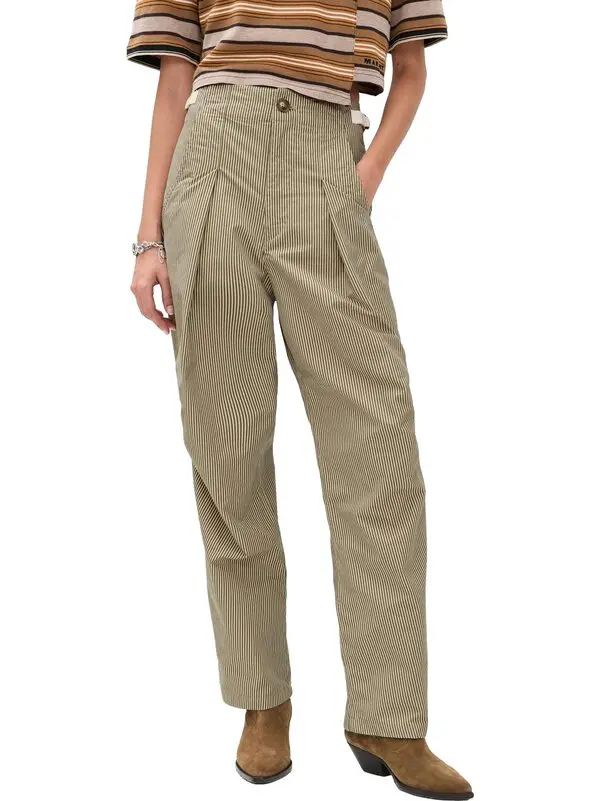 Isabel Marant Ceryne Striped Trousers - Beige/khaki