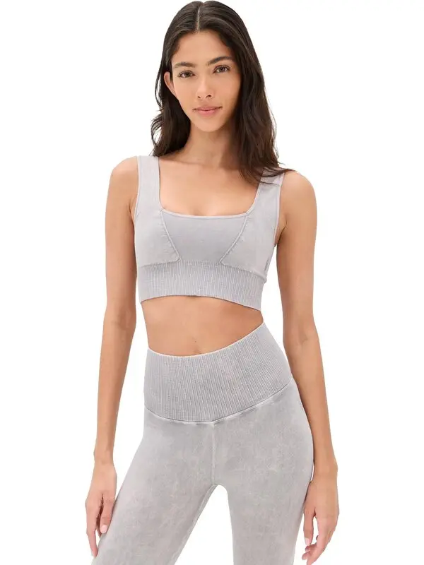 Free People Square Neck Good Karma Bra - Ice Grey