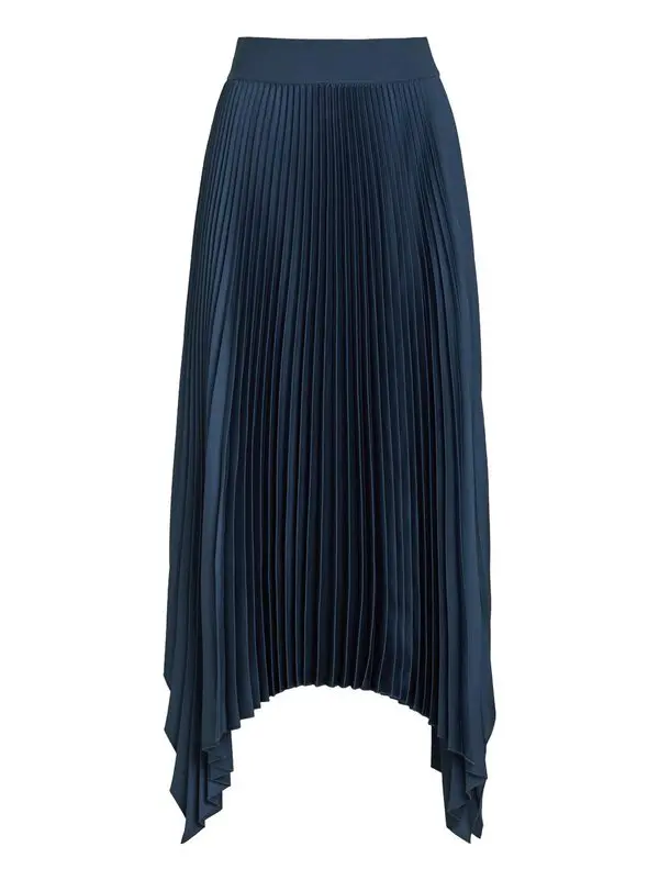 JOSEPH Adé Plissé Satin Midi Skirt - Indigo