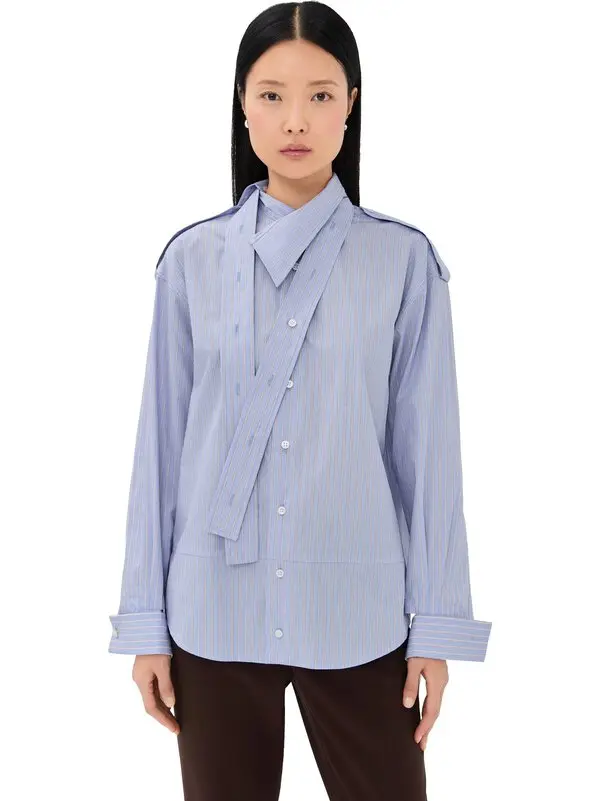 MERYLL ROGGE Deconstructed Stripe Shirt - Pale Blue/red