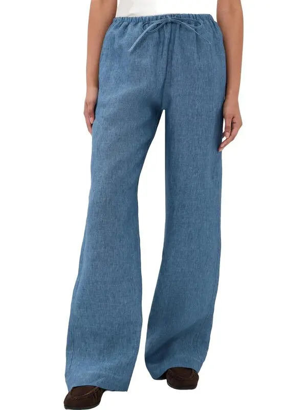 RÓHE Relaxed Linen Trousers - Ocean Blue