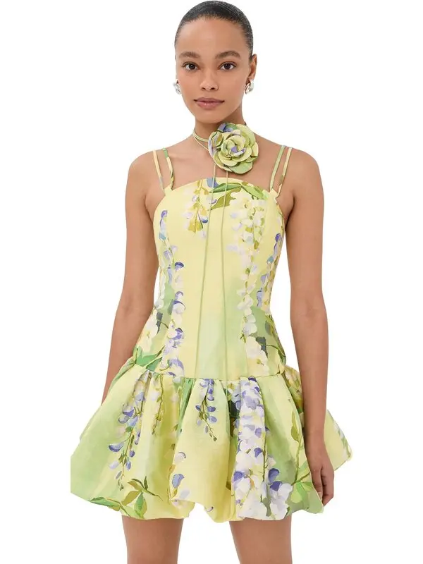 LEO LIN Lorena Puff Mini Dress - Wisteria Print