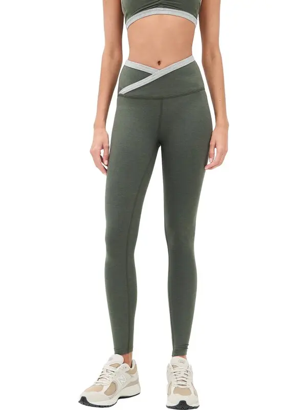 Beyond Yoga Spacedye Outlines High Waisted Midi Ankle Leggings - Dusty Forest Heather