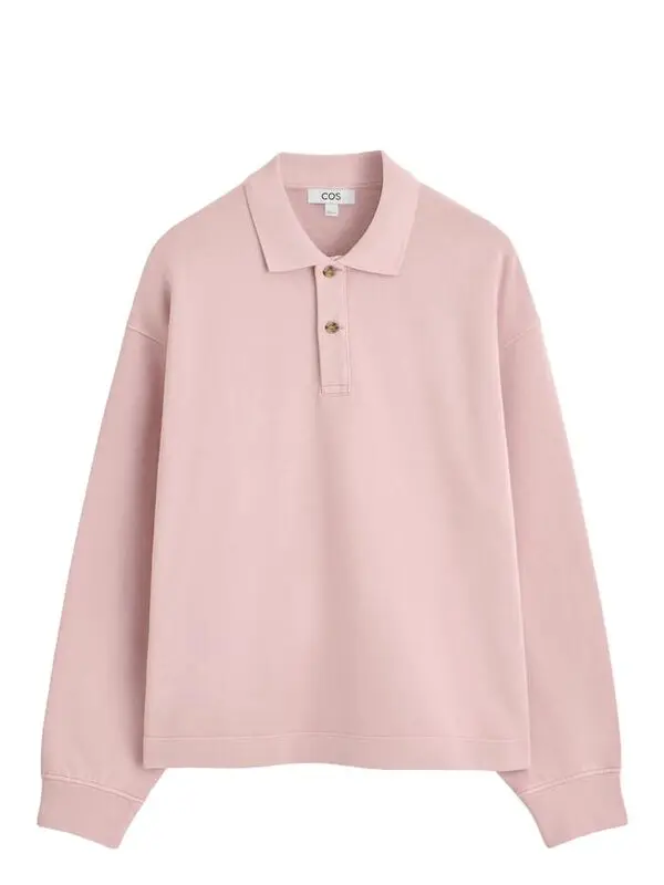 Cos Washed-cotton Polo Sweatshirt - Pink
