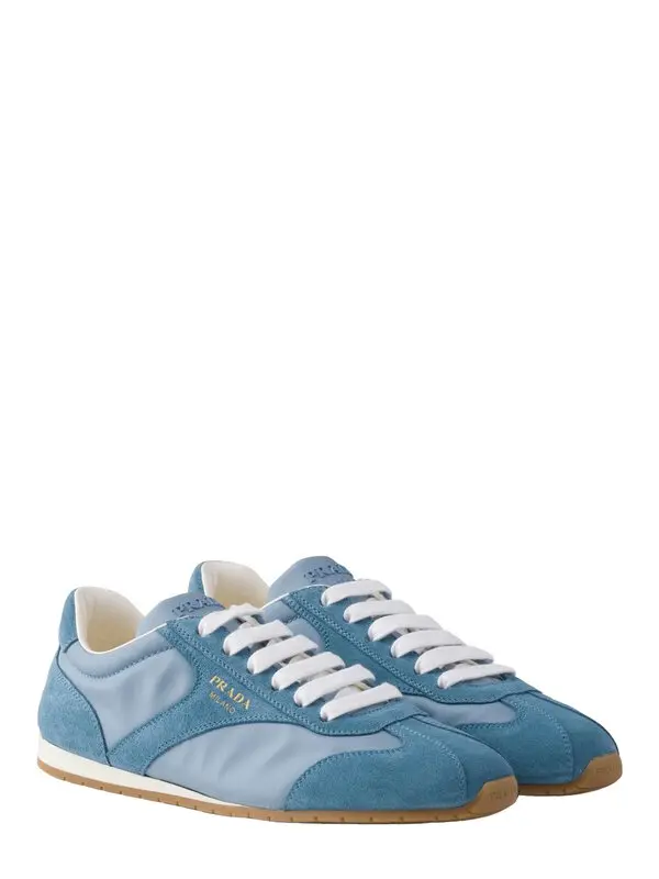 Prada Re-nylon And Suede Laced Sneakers - Light Blue