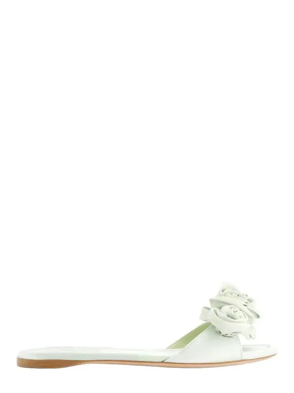 Giambattista Valli Rose-appliqué Flat Sandals - Green