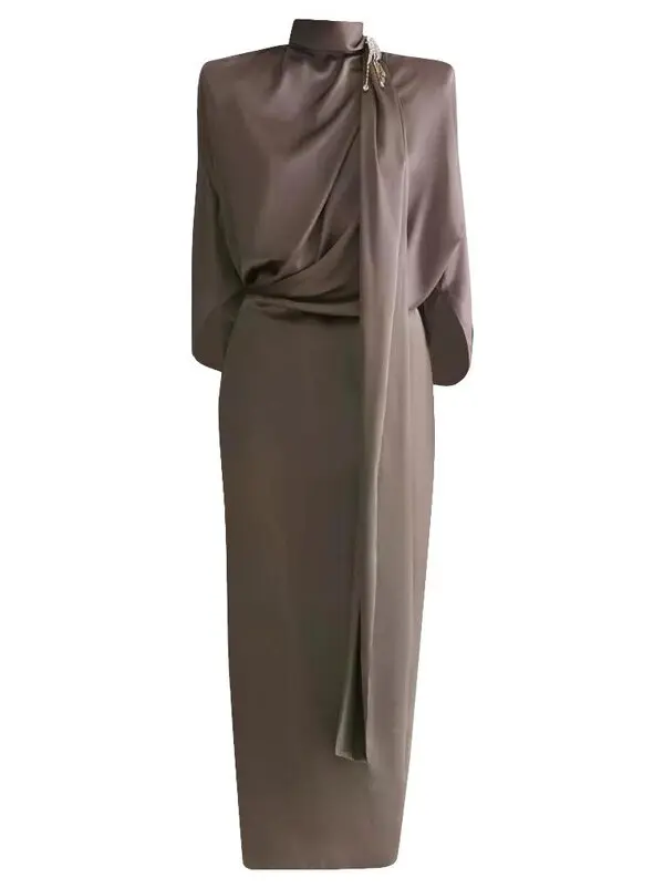 MUGLER Scarf Drape Dress - Brown