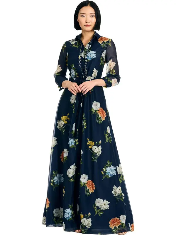 Sachin & Babi Embellished Addison Gown - Navy Wildlfowers
