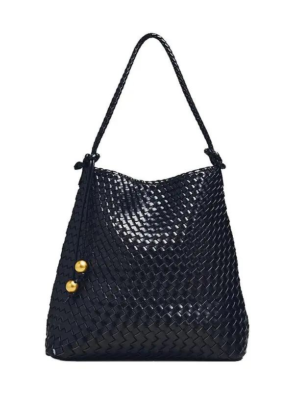 Anthropologie Woven Knotted-strap Bucket Bag - Black