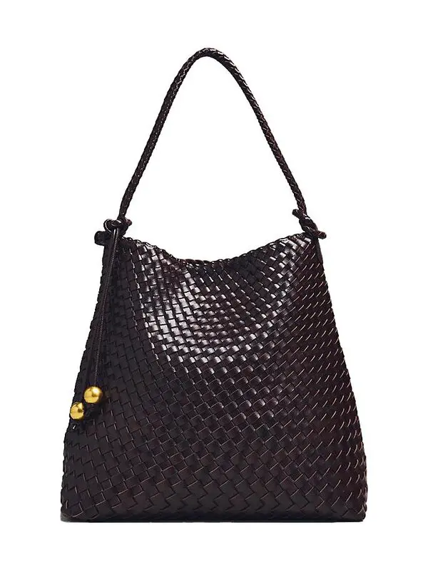 Anthropologie Woven Knotted-strap Bucket Bag - Chocolate
