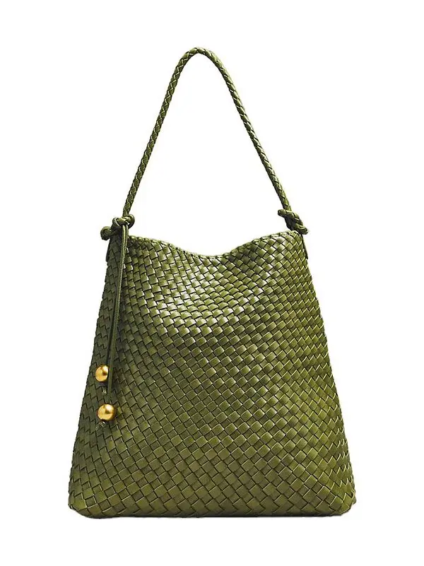 Anthropologie Woven Knotted-strap Bucket Bag - Green
