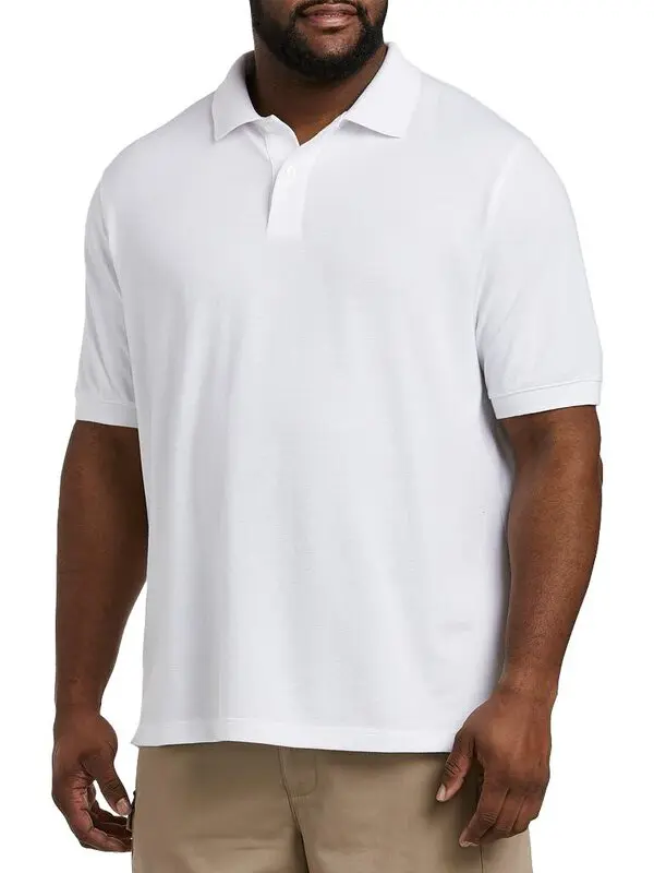 B+T ESSENTIALS Big & Tall Piqué Mesh Short-sleeve Polo Shirt - Bright White