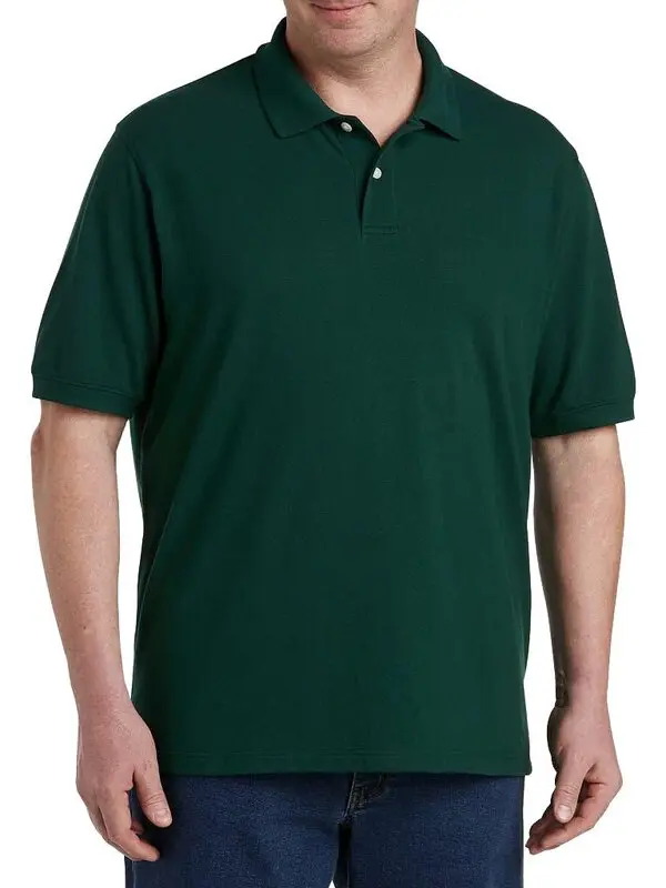 B+T ESSENTIALS Big & Tall Piqué Mesh Short-sleeve Polo Shirt - Hunter Green