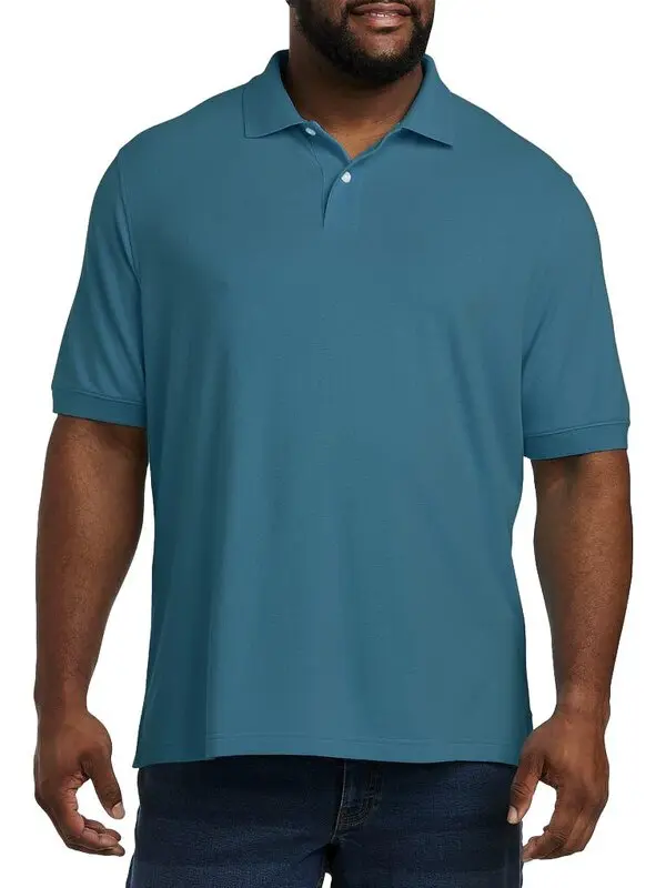 B+T ESSENTIALS Big & Tall Piqué Mesh Short-sleeve Polo Shirt - Teal