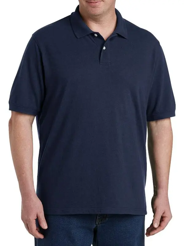 B+T ESSENTIALS Big & Tall Piqué Mesh Short-sleeve Polo Shirt - Total Eclipse