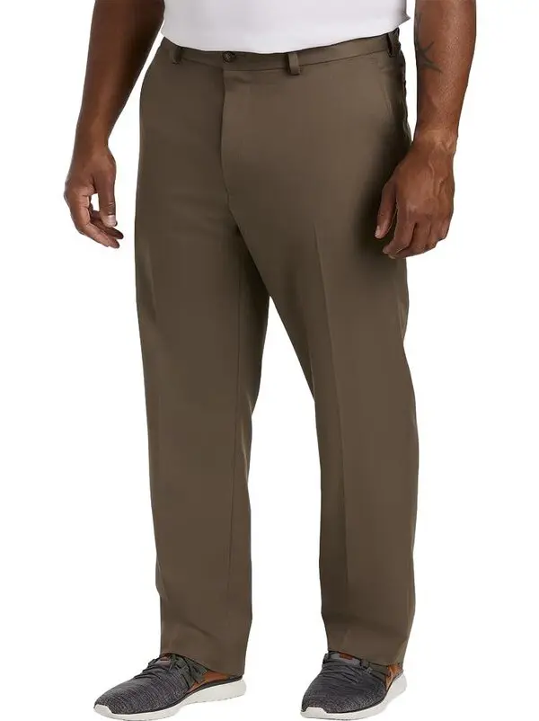 B+T ESSENTIALS Big & Tall Microfiber Dress Pants - Dark Khaki