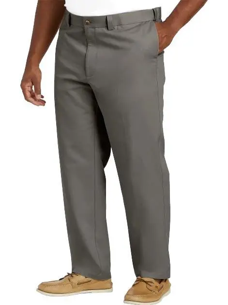 B+T ESSENTIALS Flat-front Twill Pants - Grey