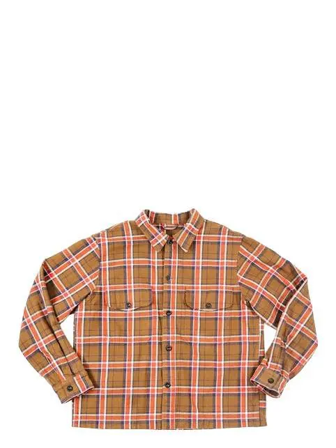 ARIKO Bucky Flannel Over Shirt - Brown/orange