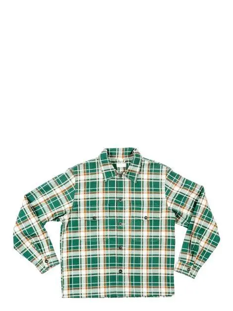 ARIKO Bucky Flannel Over Shirt - Green/brown