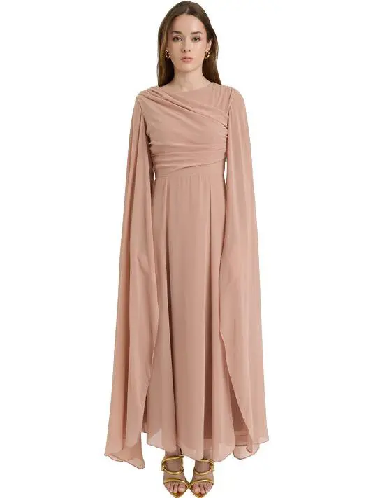 MARYISA Modest Chiffon Maxi Dress - Taupe Blush