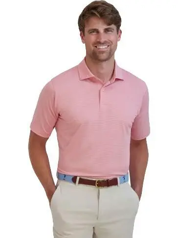 FAIRWAY & GREENE Mini Stripe Golf Polo - Coral