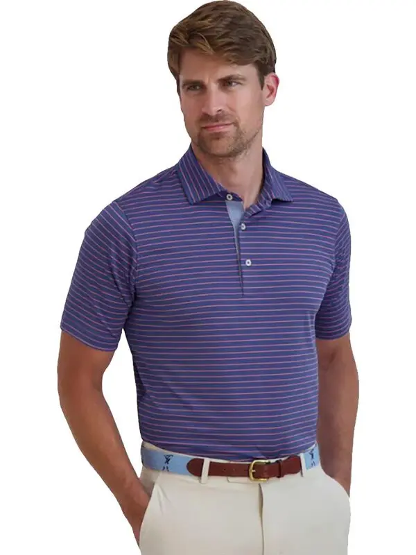FAIRWAY & GREENE Michael Stripe Golf Polo - True Blue