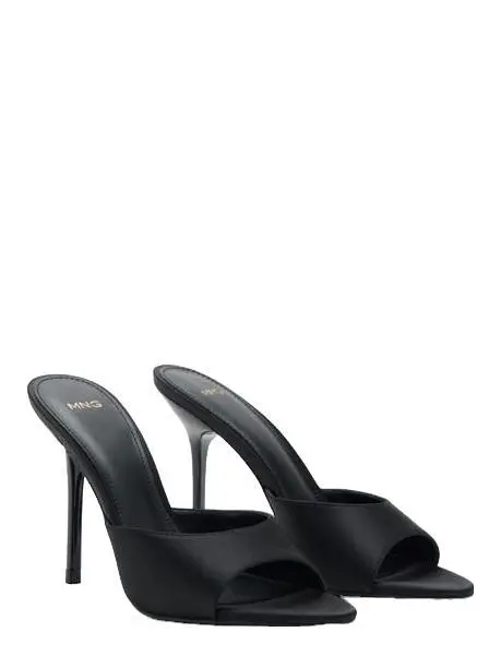 Mango Satin Slide Sandal - Black