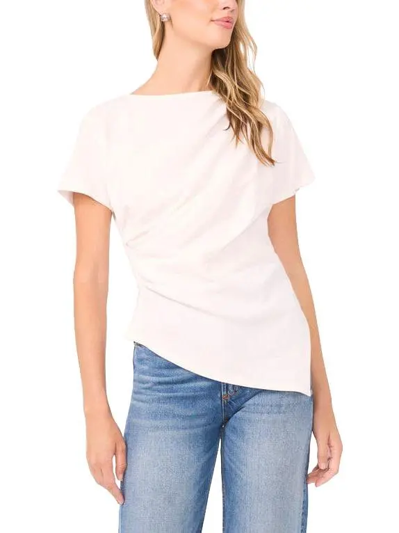 Vince Camuto Asymmetric Ruched Short Sleeve Top - Ultra White
