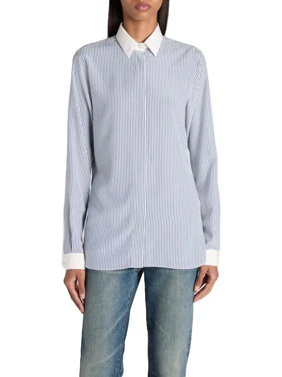 TOM FORD Striped Silk Button-up Shirt - Combo Blue/white