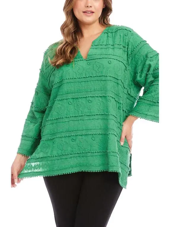 Karen Kane Embroidered Cotton Tunic Top - Green