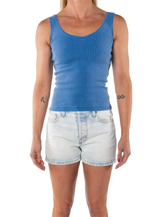 ARIKO Ribbed Cotton Tank - Blue-wave