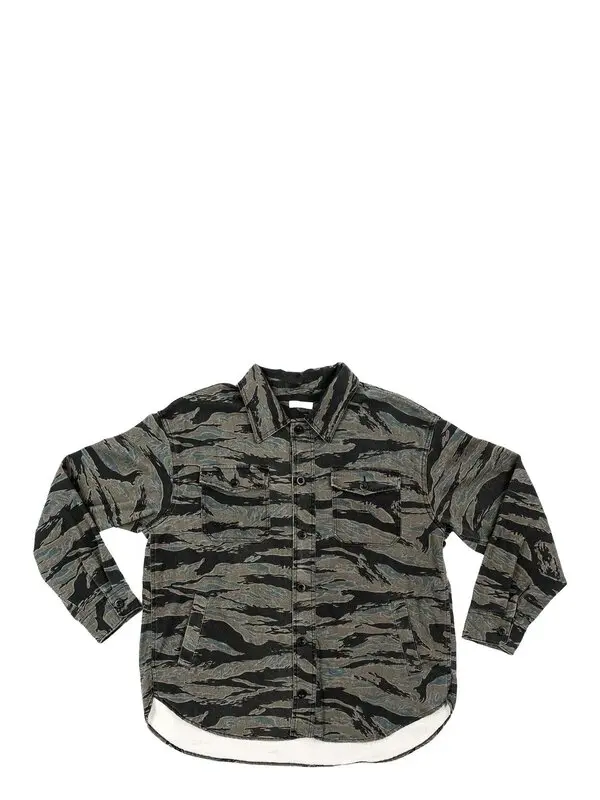 ARIKO Bucky Camo Split Hem Shirt Jacket - Ocean-tiger-camo