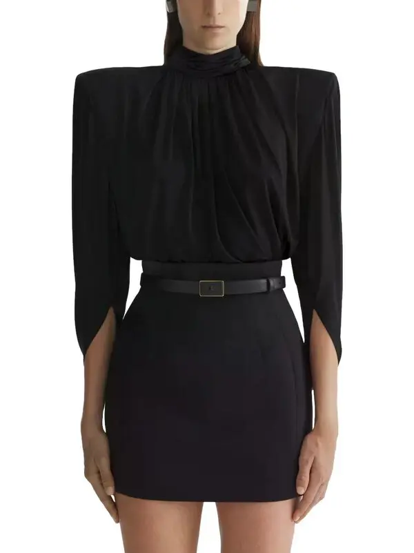 MUGLER High-neck Long-sleeve Top - Black