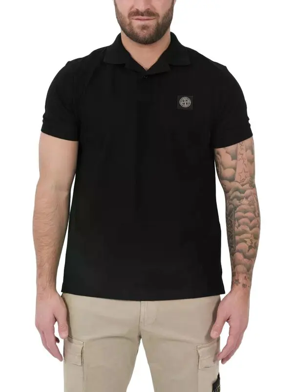 Stone Island Logo-patch Polo Shirt - Black