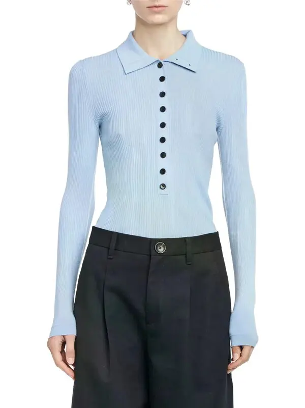 Maria Mcmanus Long-sleeve Button Polo Shirt - Blue