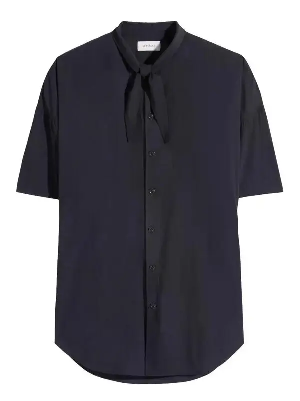 LEMAIRE Scarf-detail Short-sleeve Shirt - Black