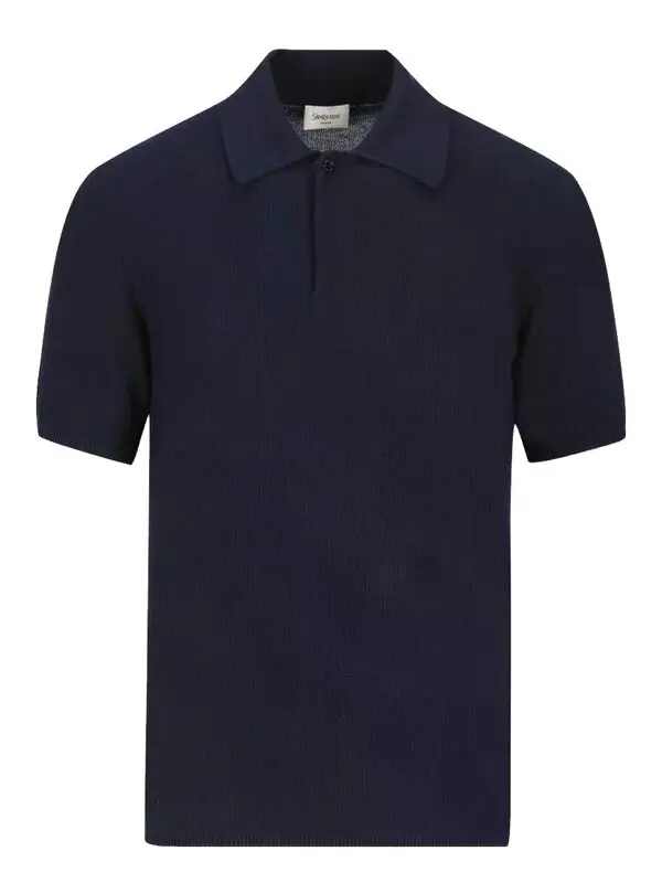 Saint Laurent Ribbed Polo T-shirt - Blue