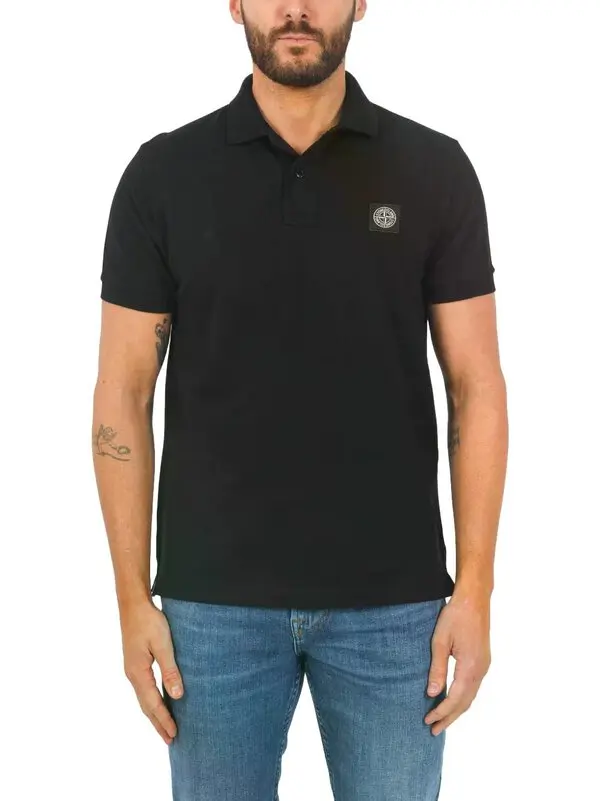 Stone Island Logo-patch Polo Shirt - Black