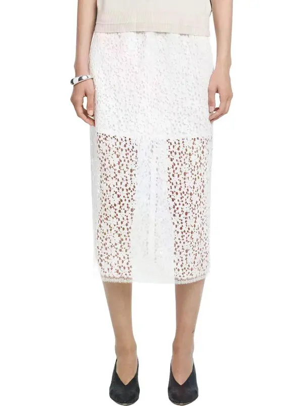 Maria Mcmanus Lace Ruched Midi Skirt - White
