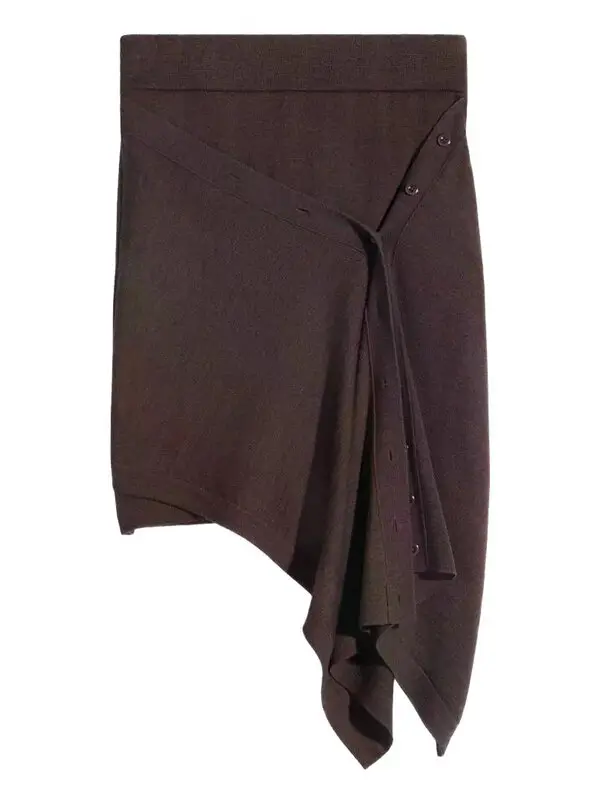 LEMAIRE Buttoned Asymmetric Skirt - Brown