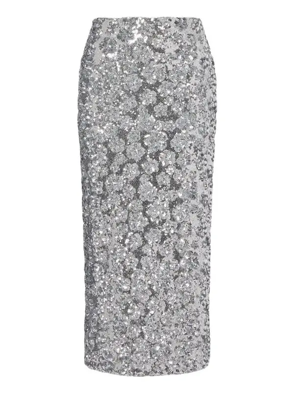 BLAZÉ MILANO Utopia Sussex Sequined Pencil Skirt - Silver